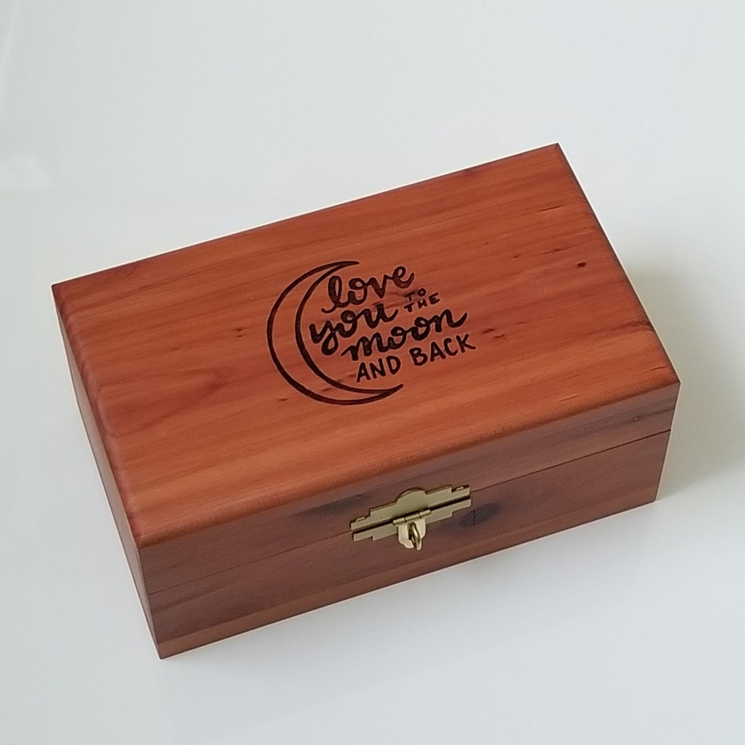 Cedar Keepsake Box With Lock and Key, Love You to the Moon and Back ...
