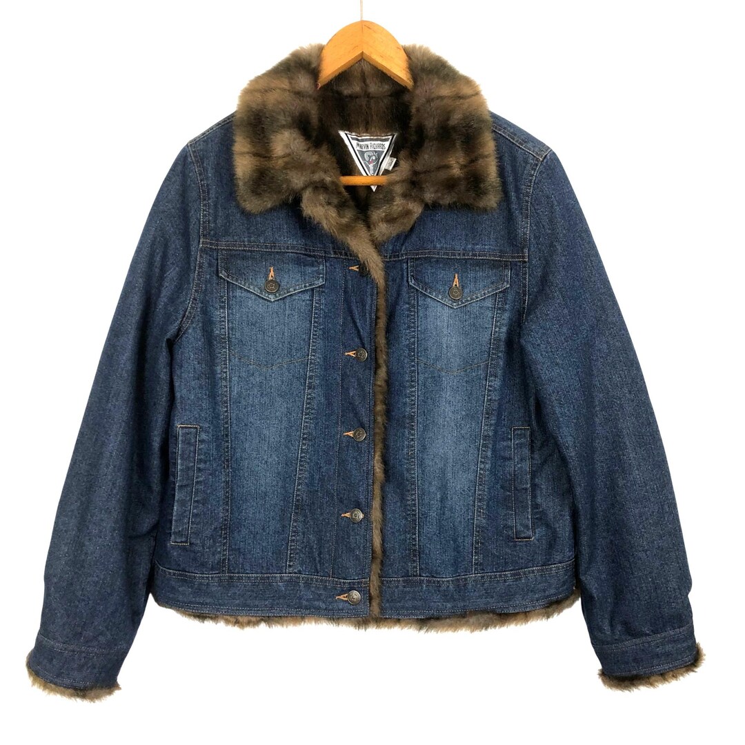 Vtg Marvin Richards Faux Mink Fur Lined Denim Jean Jacket Sz Large ...