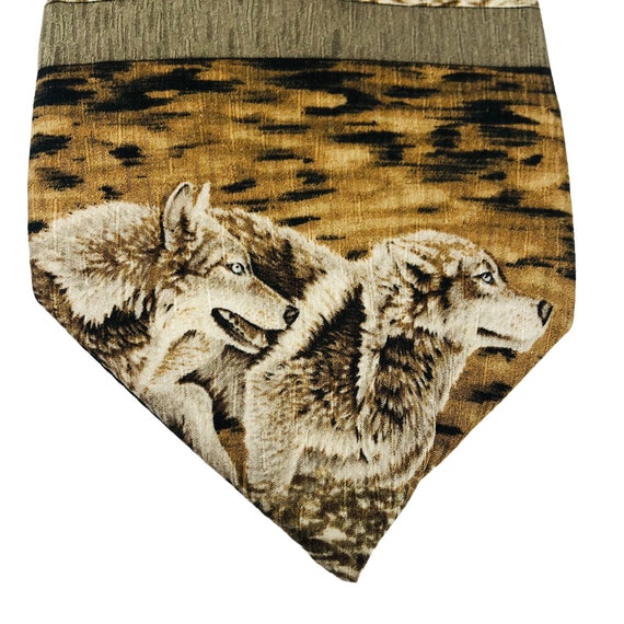 Vintage 1998 Endangered Species Gray Wolves Silk Neck… - Gem