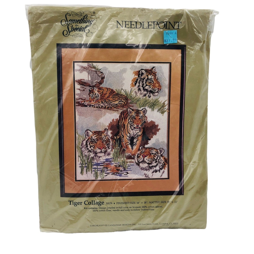Vintage Candamar Designs 1988 Something Special Needlepoint Kit Tiger ...