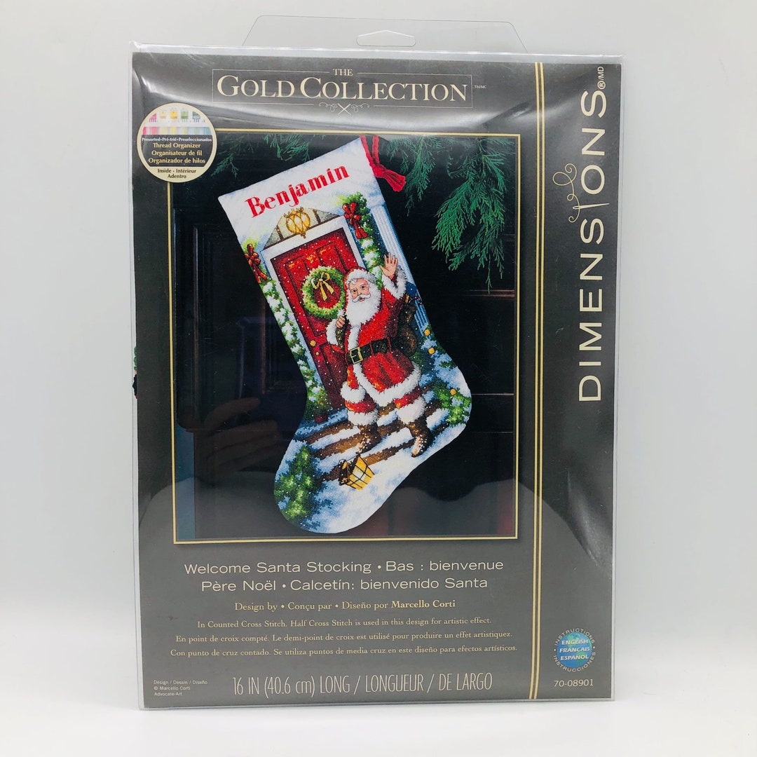 Dimensions Gold Collection Welcome Santa Christmas Stocking Kit Cross ...