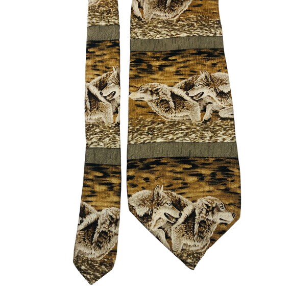 Vintage 1998 Endangered Species Gray Wolves Silk Neck… - Gem