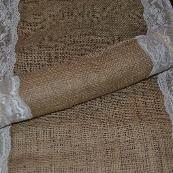 Burlap and Lace Table Runner - Etsy