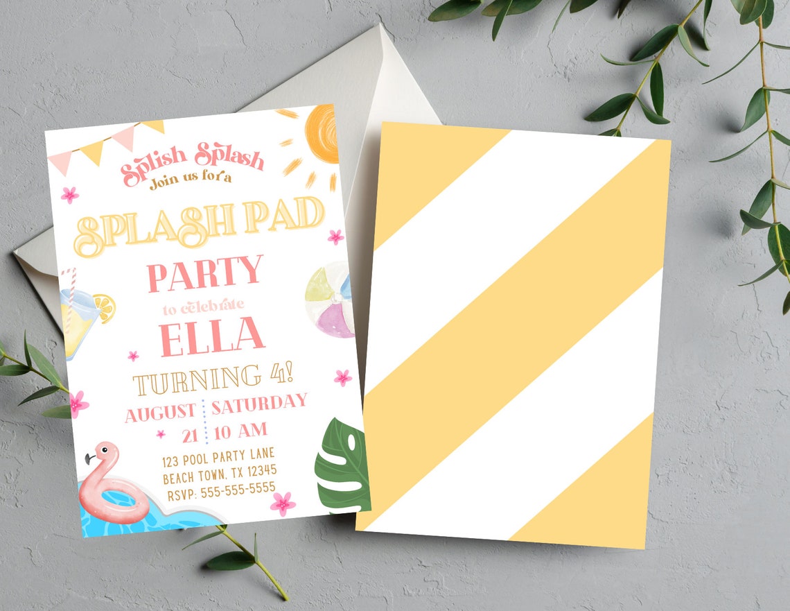 Splash Pad Birthday Invitation for Girls Birthday Invite Splash Pad ...