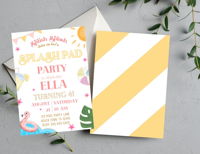 Splash Pad Birthday Invitation for Girls Birthday Invite - Etsy