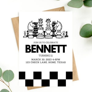 Chess Birthday Invitation for Chess Players Editable Chess Invite ...