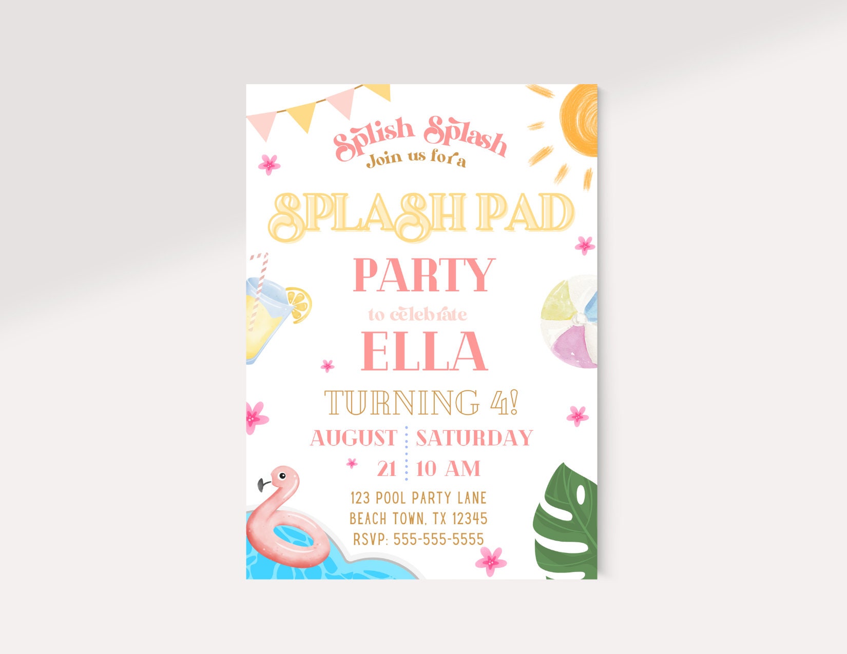 Splash Pad Birthday Invitation for Girls Birthday Invite Splash Pad ...