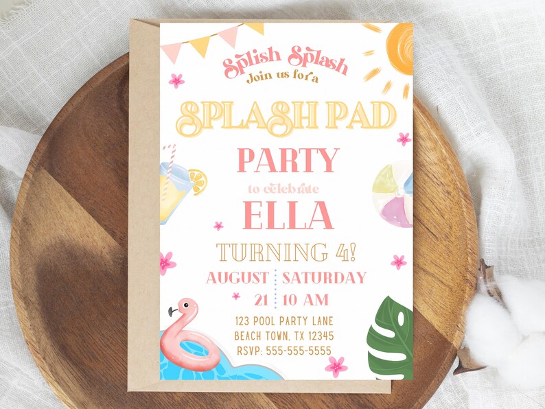 Splash Pad Birthday Invitation for Girls Birthday Invite Splash Pad ...