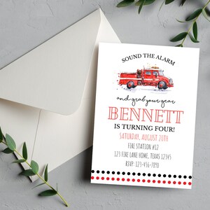 Firetruck Birthday Invitation for Boys Birthday Invite Editable Fire ...