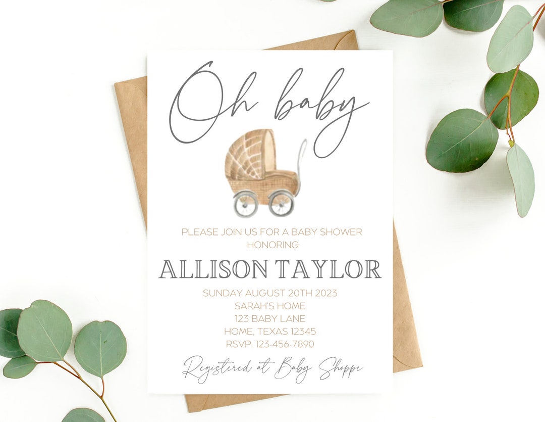 Baby Shower Invitation Editable Neutral Baby Invite Baby Shower Boy ...