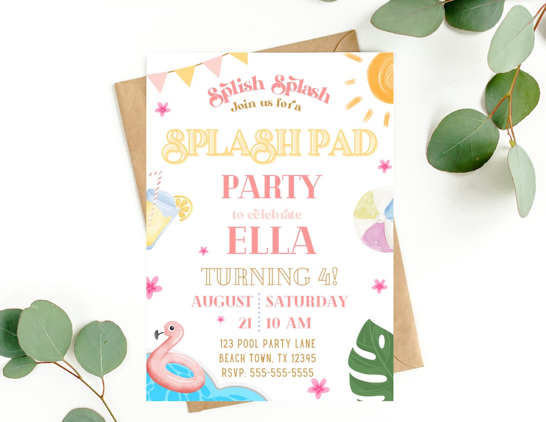 Splash Pad Birthday Invitation for Girls Birthday Invite Splash Pad ...