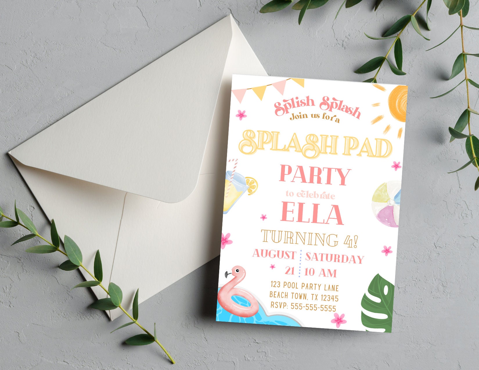Splash Pad Birthday Invitation for Girls Birthday Invite Splash Pad ...