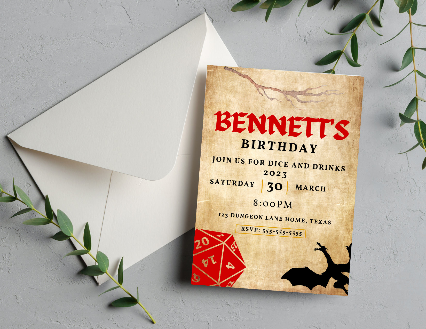 Dungeons and Dragons Birthday Invitation Role Playing Birthday Invite ...