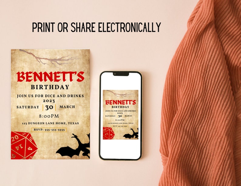 Dungeons and Dragons Birthday Invitation Role Playing Birthday Invite ...