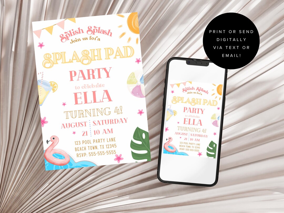 Splash Pad Birthday Invitation for Girls Birthday Invite Splash Pad ...
