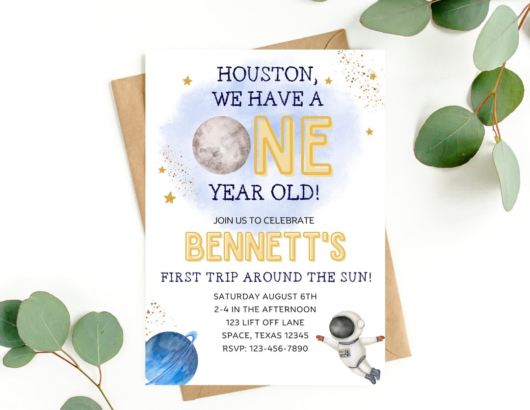 Space Birthday Invitation for First Birthday Invite for Boys 1st ...
