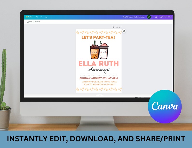 Boba Birthday Invitation Boba Tea Party Invitation for Boba Tea Lover ...