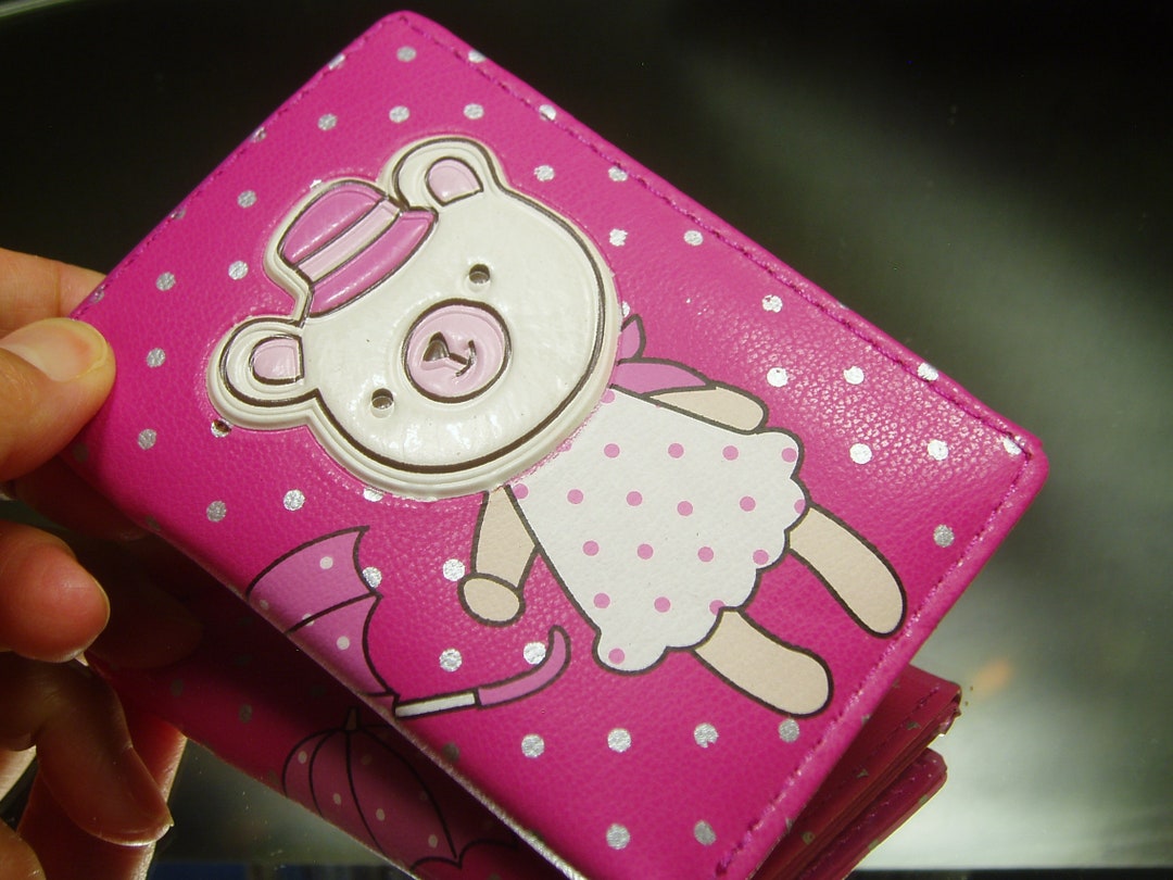 Bear Wallets/ Vintage Pinky White Red Bear Wallets/ Red White - Etsy