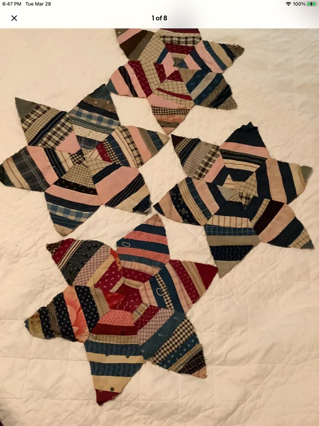 4 Indigo Blue / Calico String Pieced Star Quilt Blocks 1890s - Etsy