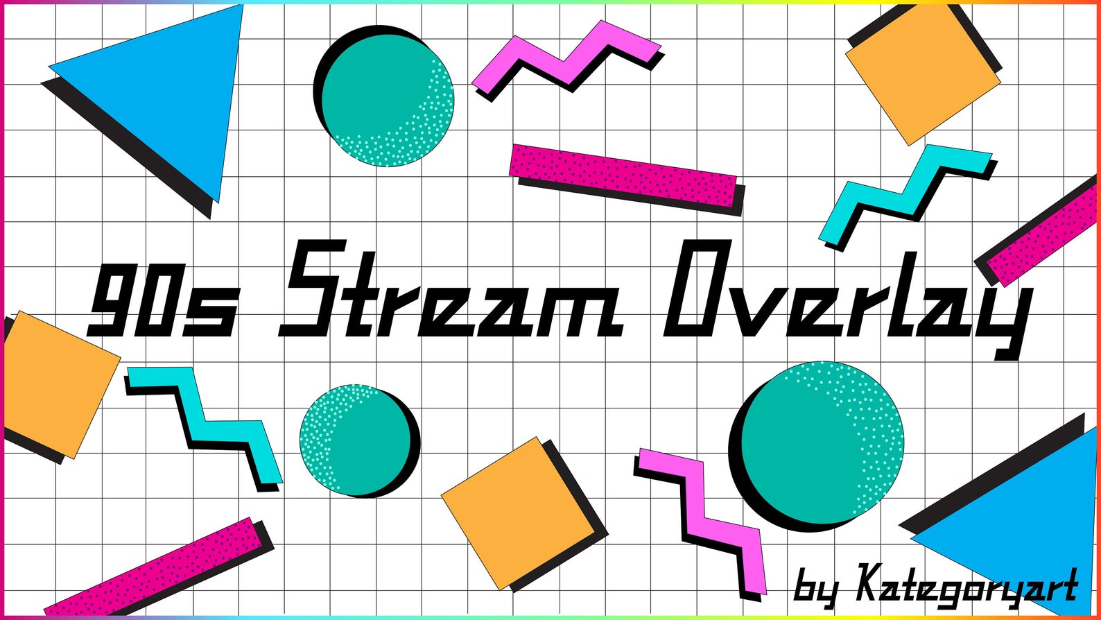 90s Stream Overlay Stream Overlay Twitch 1990s Colourful | Etsy