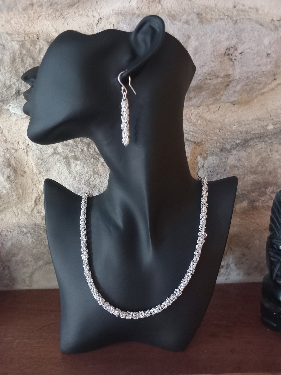 Matching Silver Plate Necklace and Earring Set Hand Made in Taxco ...