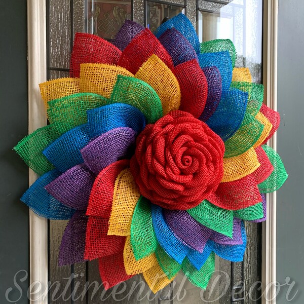 Rainbow Wreath - Etsy