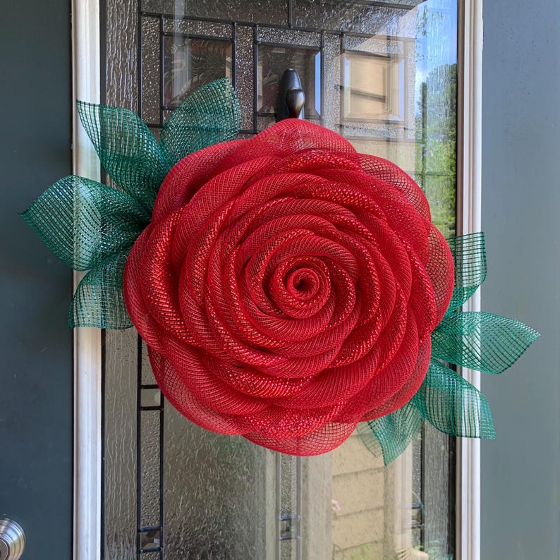 Red Rose Wreath for Front Door - Etsy