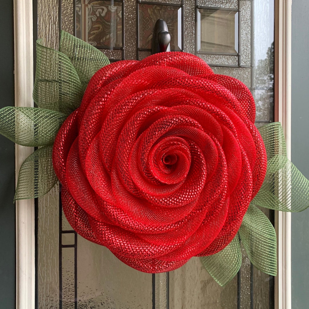 Red Rose Wreath for Front Door - Etsy