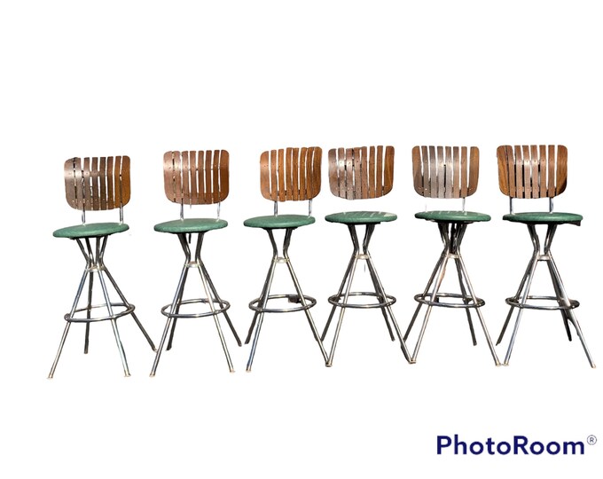 Set of 6 Atomic Mcm Bar Stools Comfort Lines - Etsy
