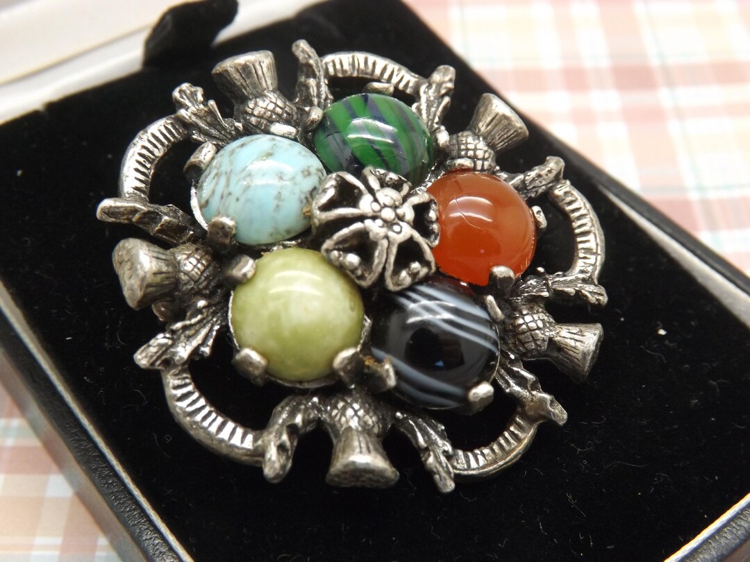 A Fine Miracle Round Thistle Design Scottish / Celtic Vintage Jewelry ...