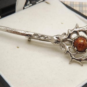 A Lovely Scottish/celtic Jacobite Sword and Stags Head Brooch/kilt Pin ...