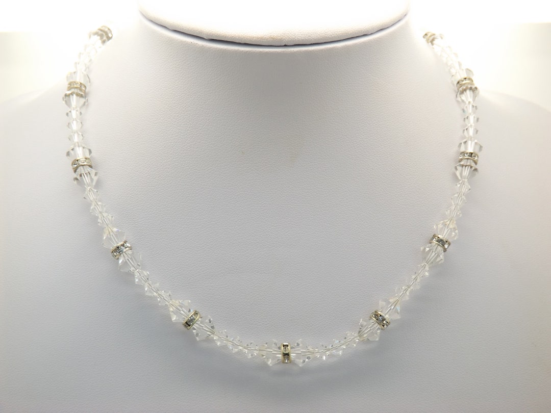 A Lovely Abstract Design Single Row Necklace Made up of Sparkly Crystal ...