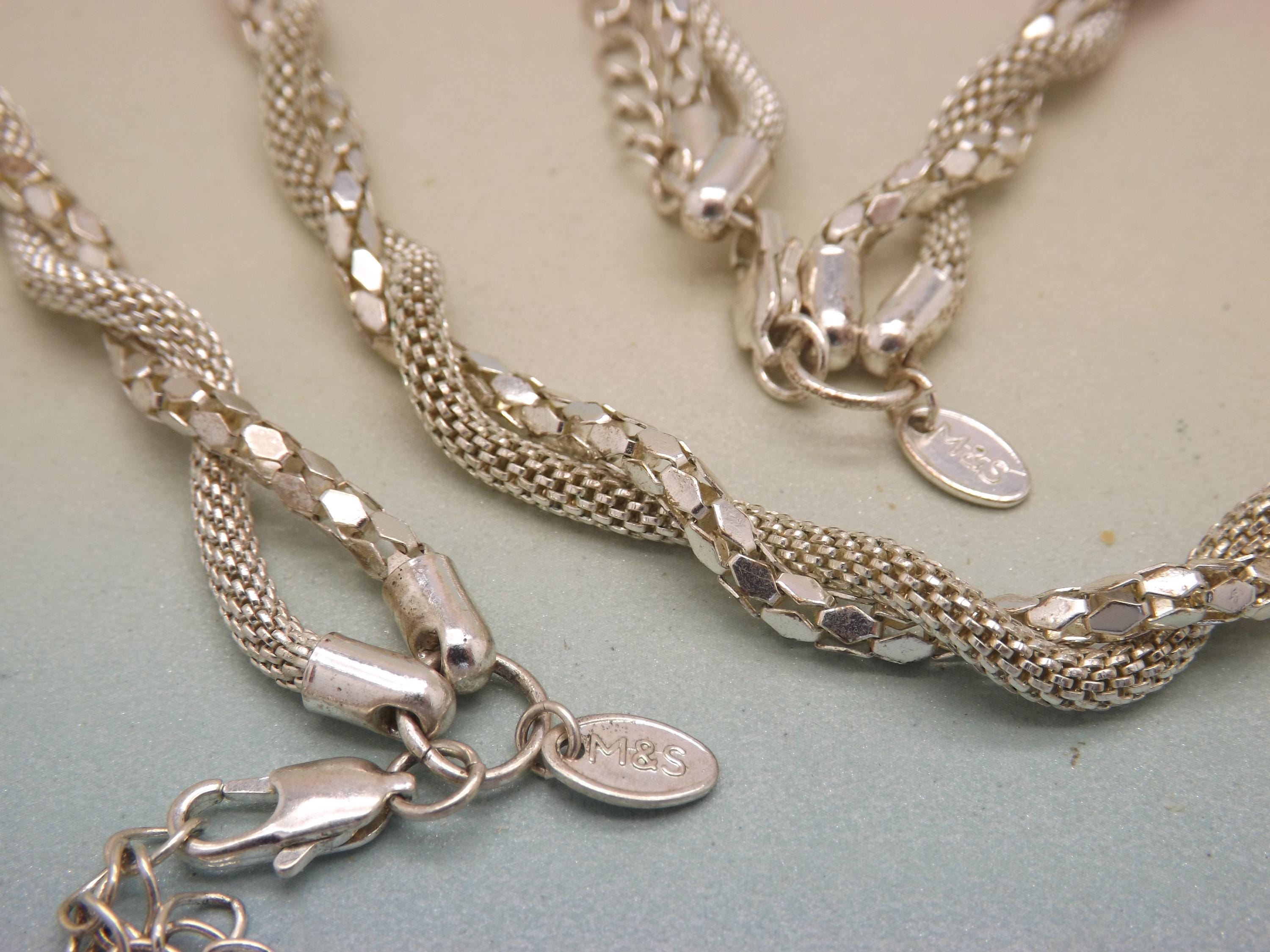 A Lovely Marks and Spencer Abstract Silvertone Chain Necklace and ...
