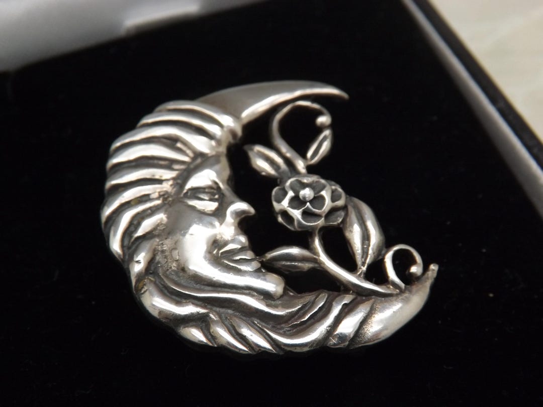 A Beautiful Hand Made Moon Goddess Design Vintage Jewelry Brooch Made ...
