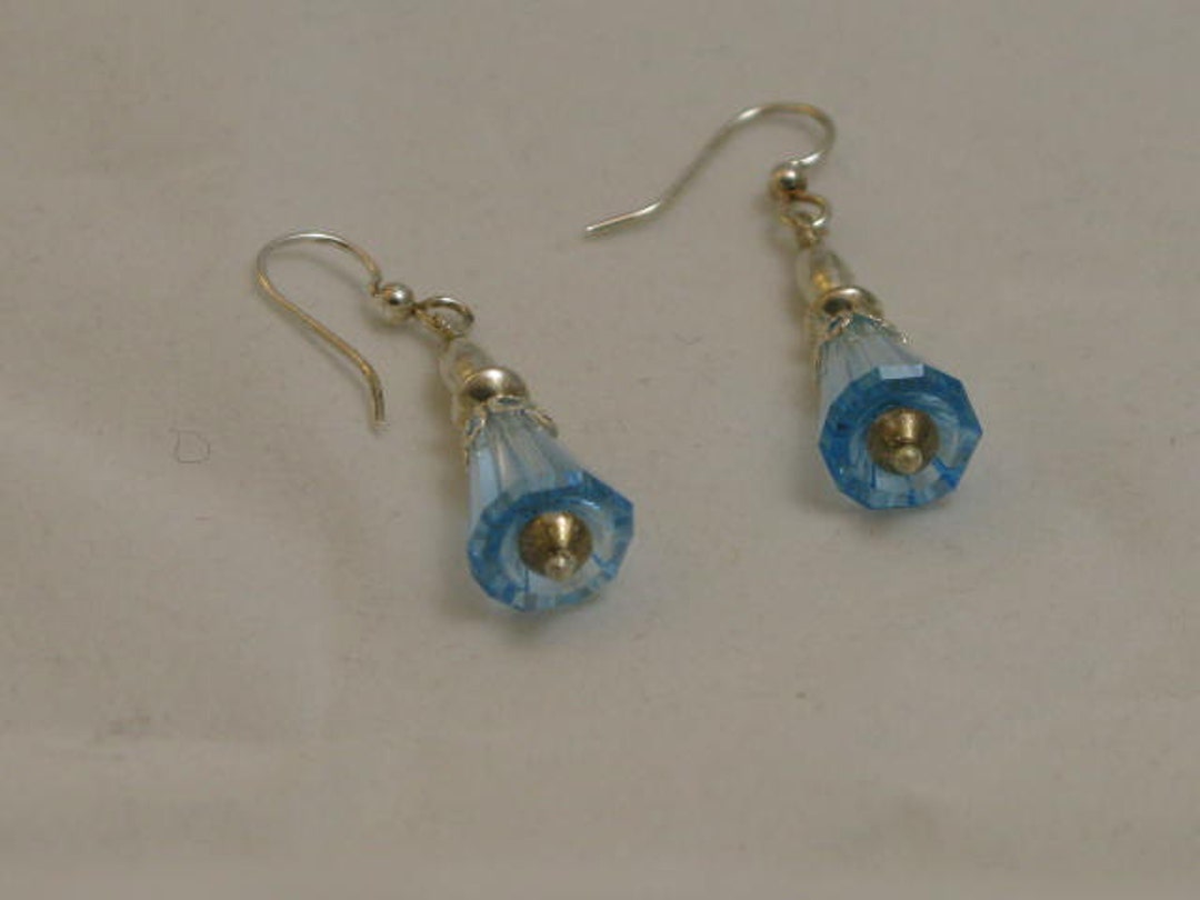 Handbell Earrings With Swarvoski Blue Colored Bell Beads - Etsy
