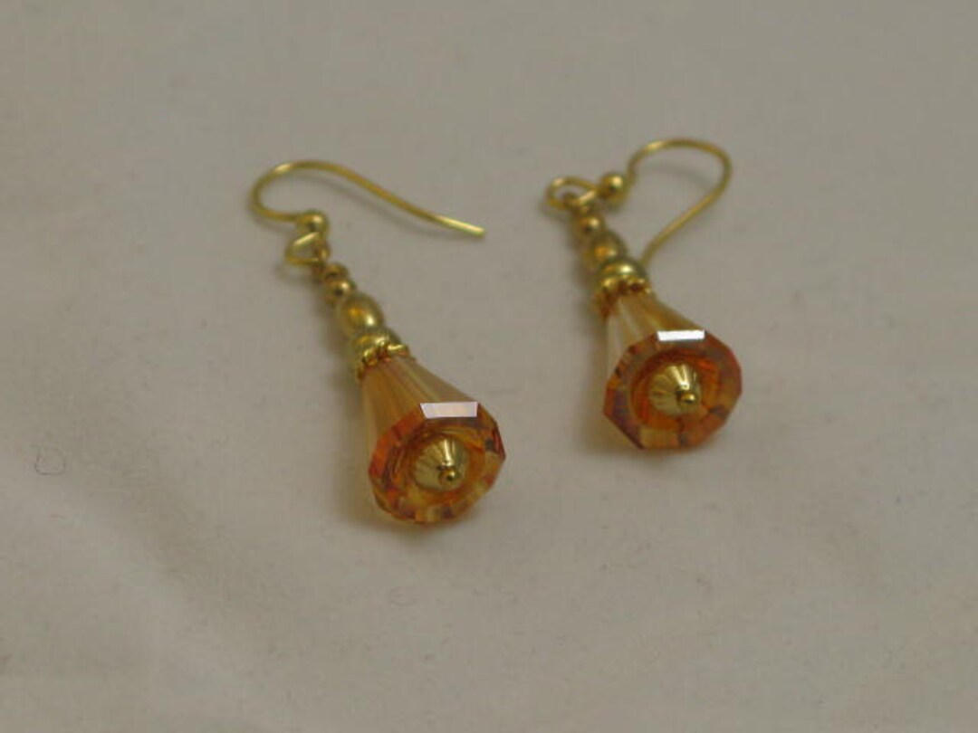Handbell Earrings With Swarvoski Copper Colored Bell Beads - Etsy