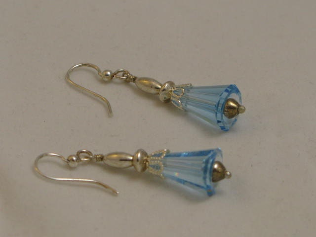 Handbell Earrings With Swarvoski Blue Colored Bell Beads - Etsy