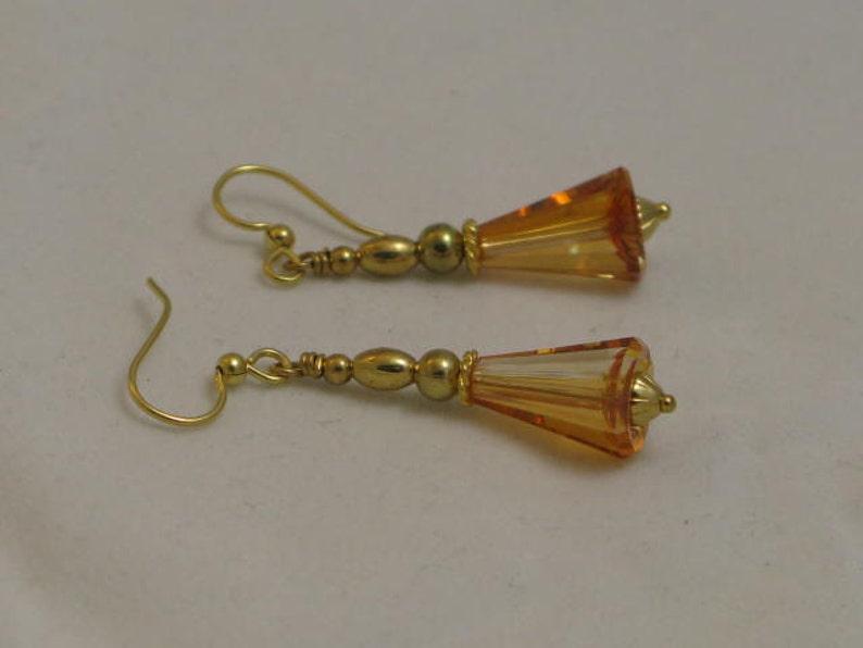 Handbell Earrings With Swarvoski Copper Colored Bell Beads - Etsy