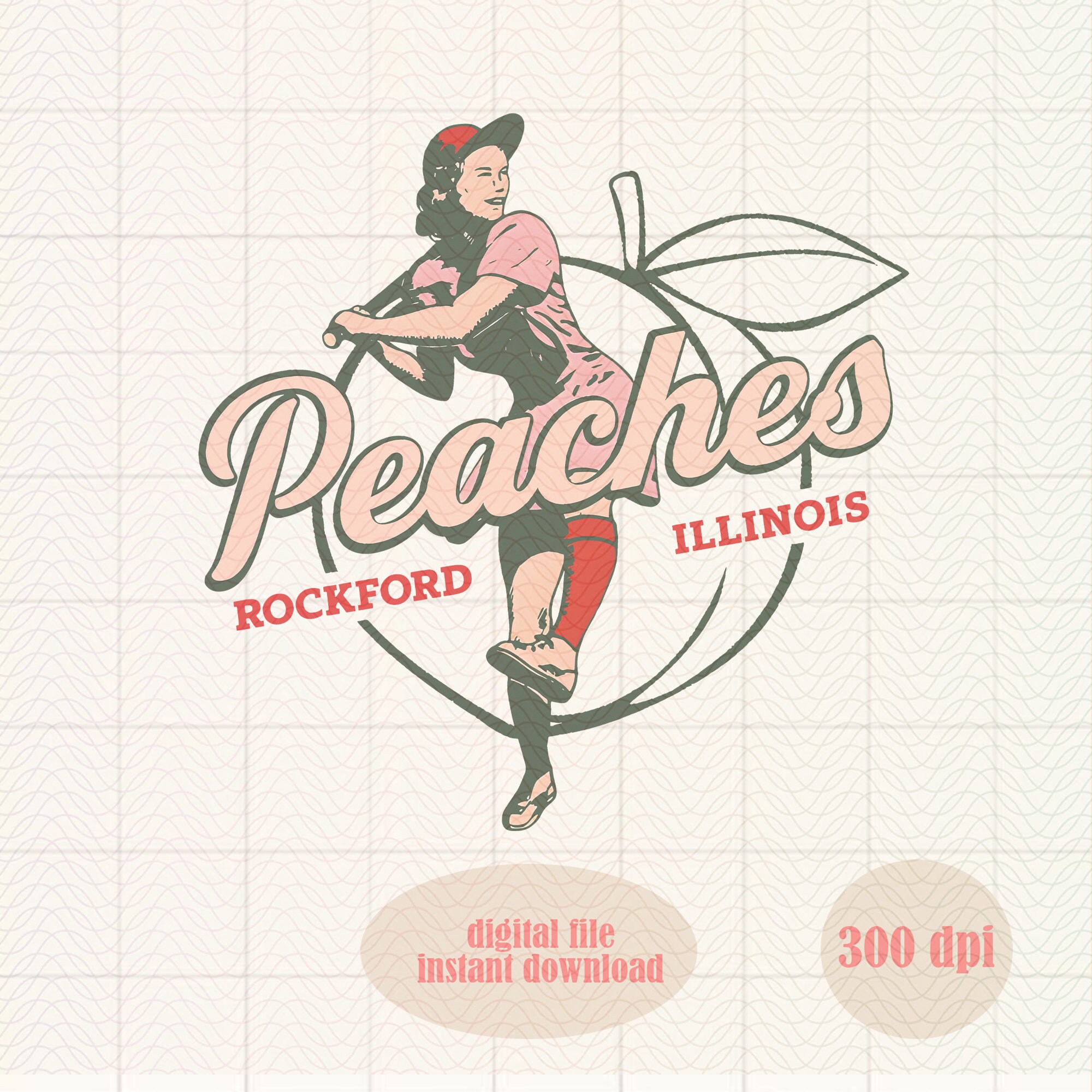Vintage Rockford Peaches A League of Their Own Png Instant Download ...