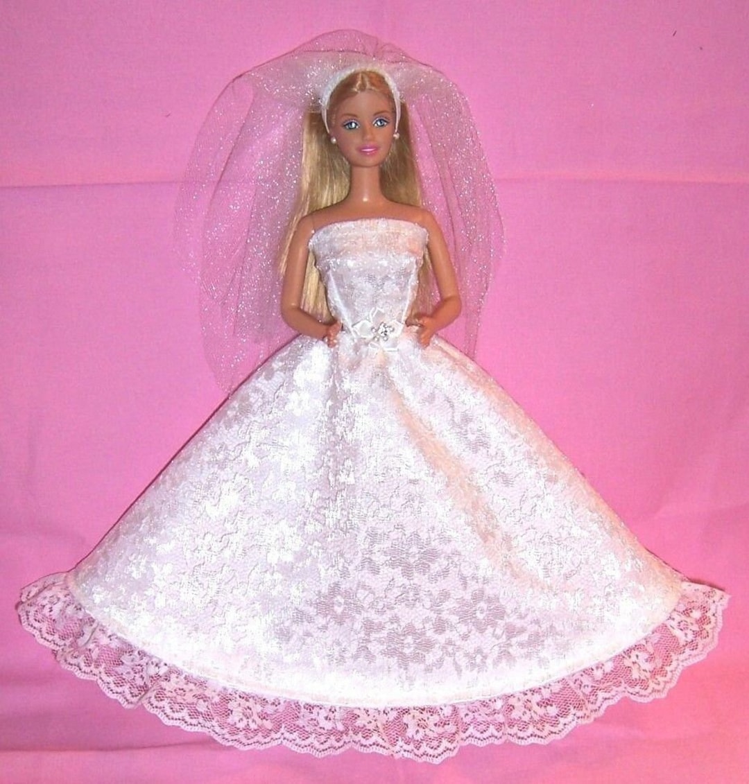 Laceycovered Wedding Dress & Veil-will Fit 11.5 Dolls - Etsy