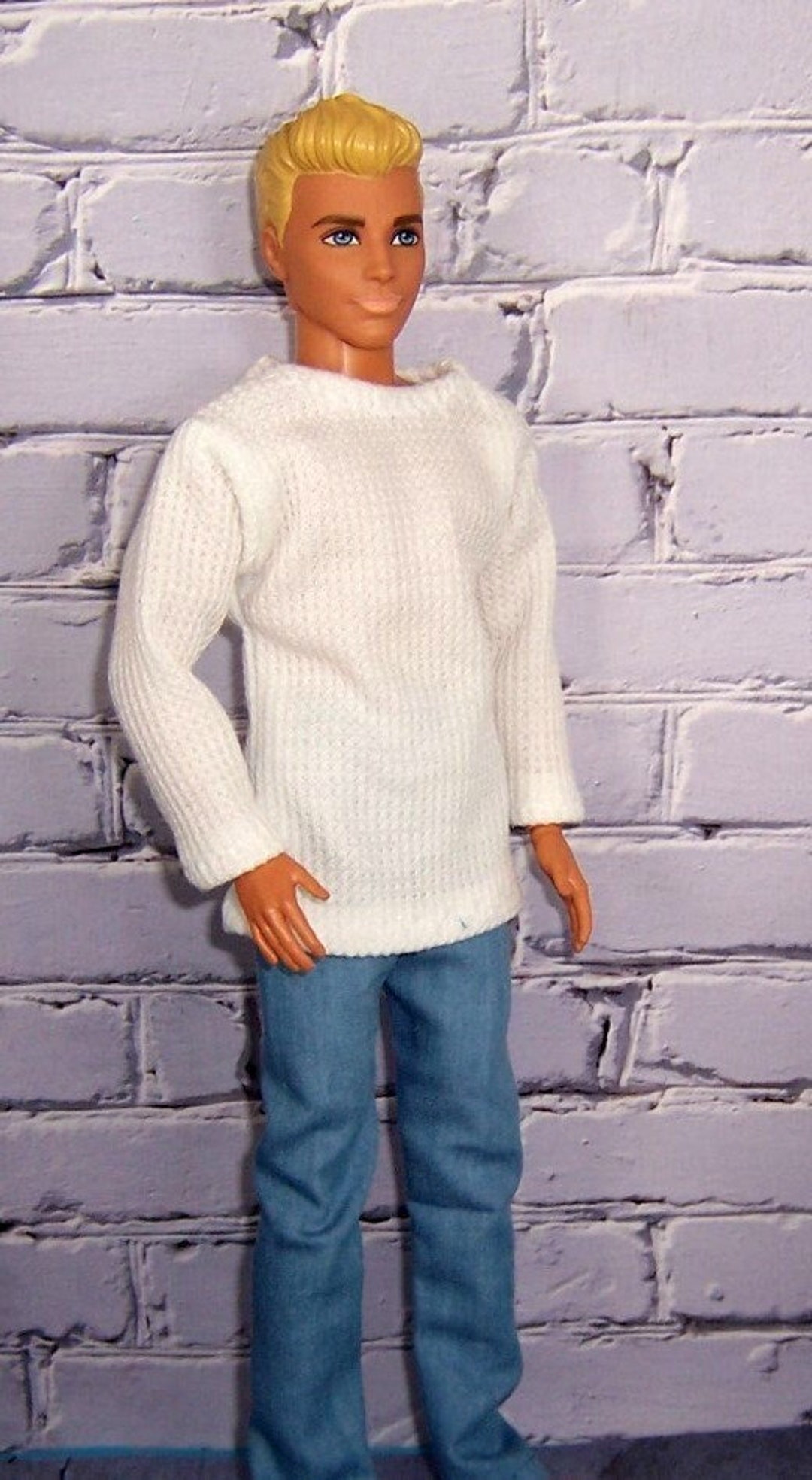 White Mini Waffle Knit Shirt-will Fit 12" Dolls. - Etsy