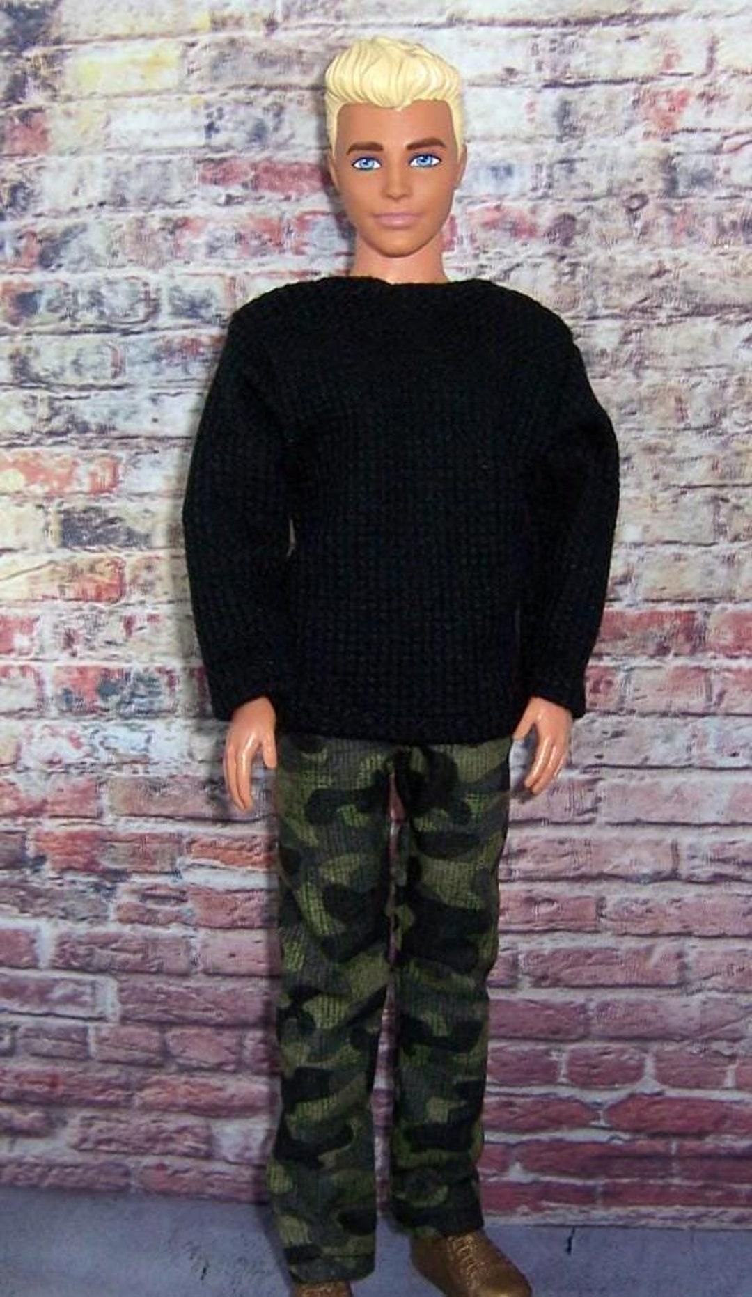 Black Mini Waffle Knit Shirt & Camo Pants-will Fit 12" Dolls. - Etsy