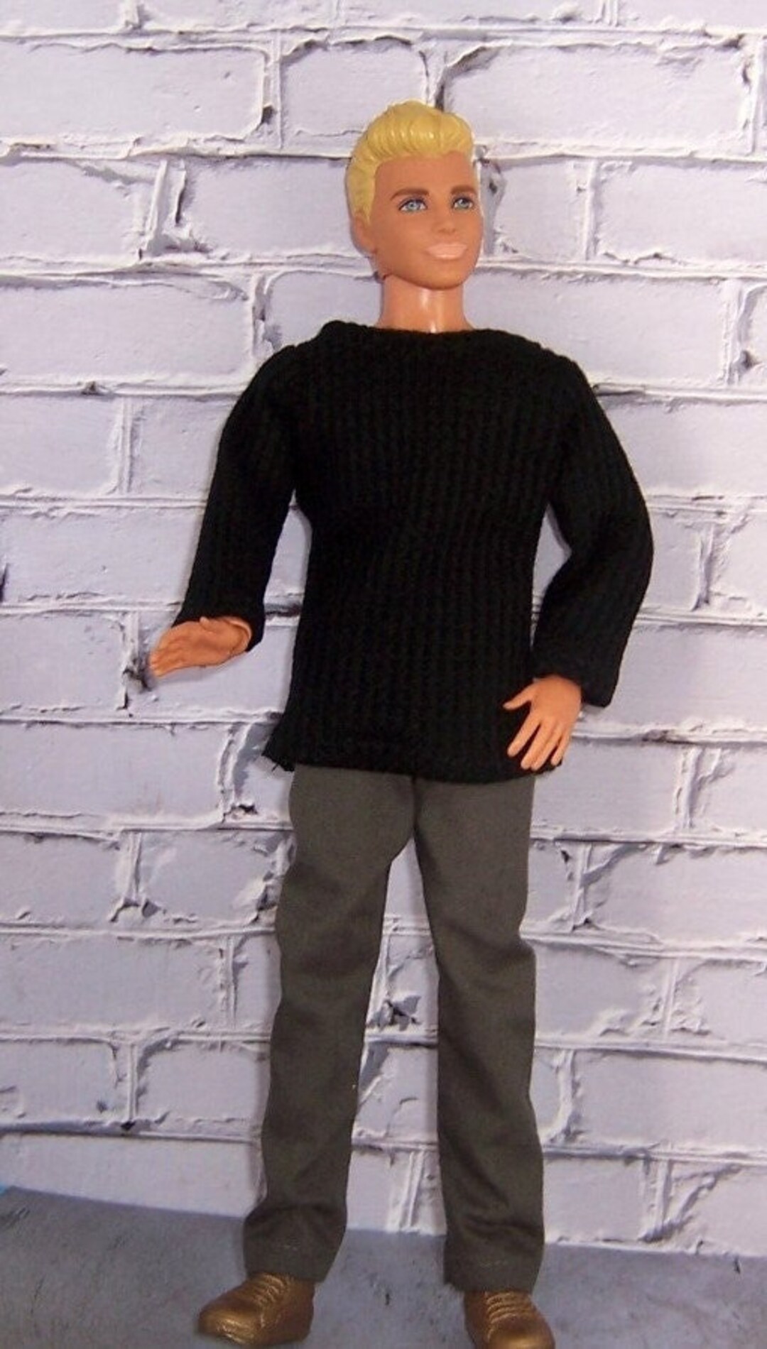 Black Mini Waffle Knit Shirt-will Fit 12" Dolls. - Etsy