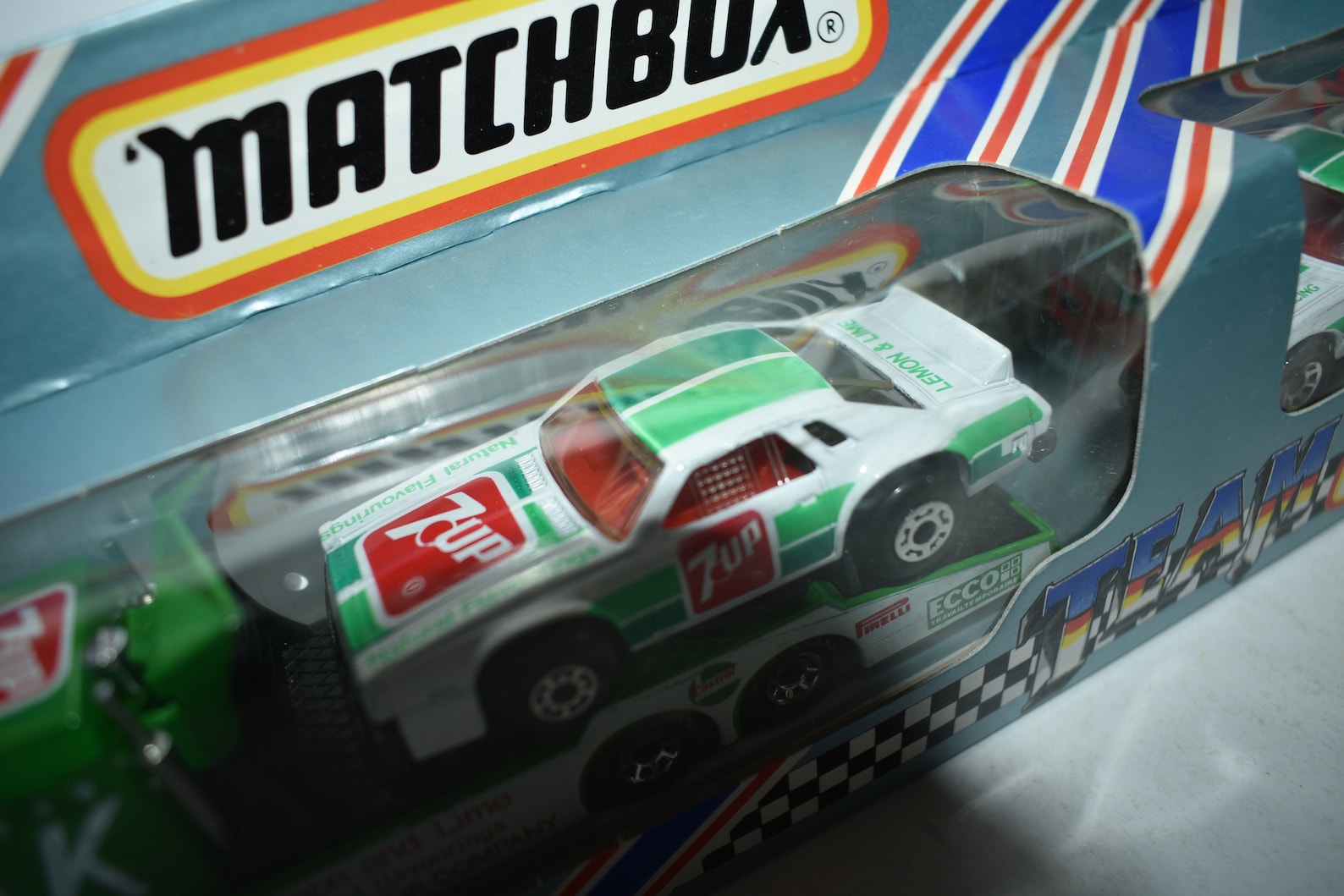 Matchbox TM5 3 Piece Set 7up Stock Car Transporter Ruff Trek 1984 W/box ...