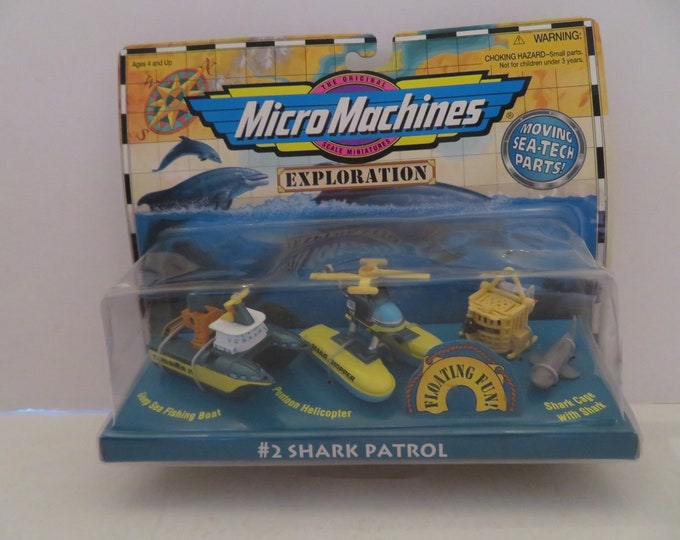 Micro Machines Exploration 2 Shark Patrol Set Boat Helicopter - Etsy