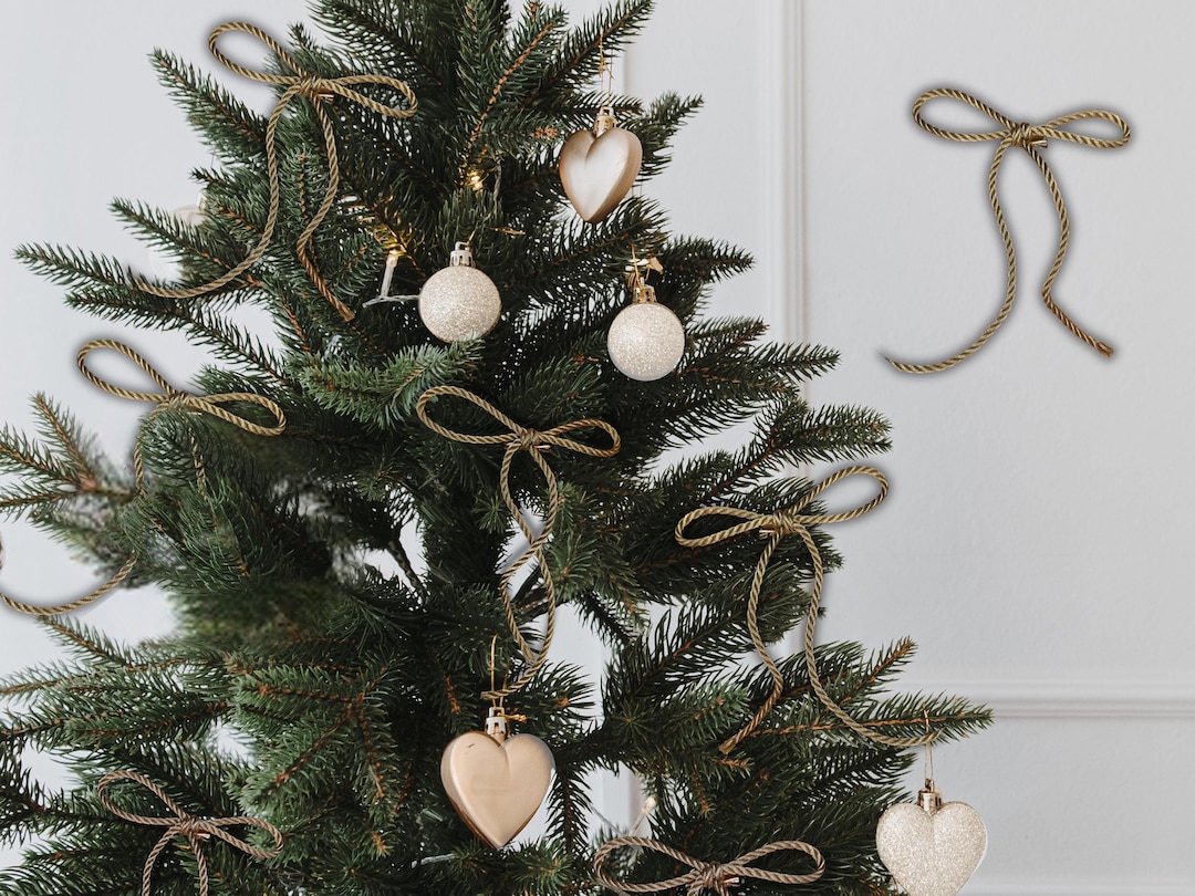 Gold Rope Bows for Christmas Tree Ornaments Coquette Bow for Holiday ...