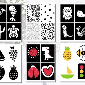 High Contrast Cards for Newborns - Black and White Baby Cards - 84 ...