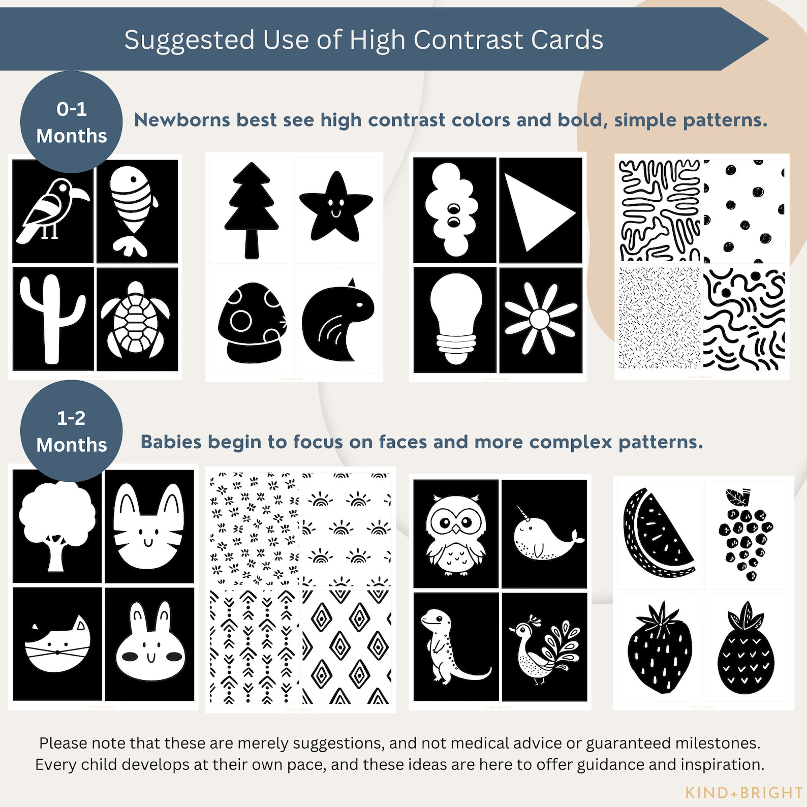 High Contrast Cards for Newborns - Black and White Baby Cards - 84 ...