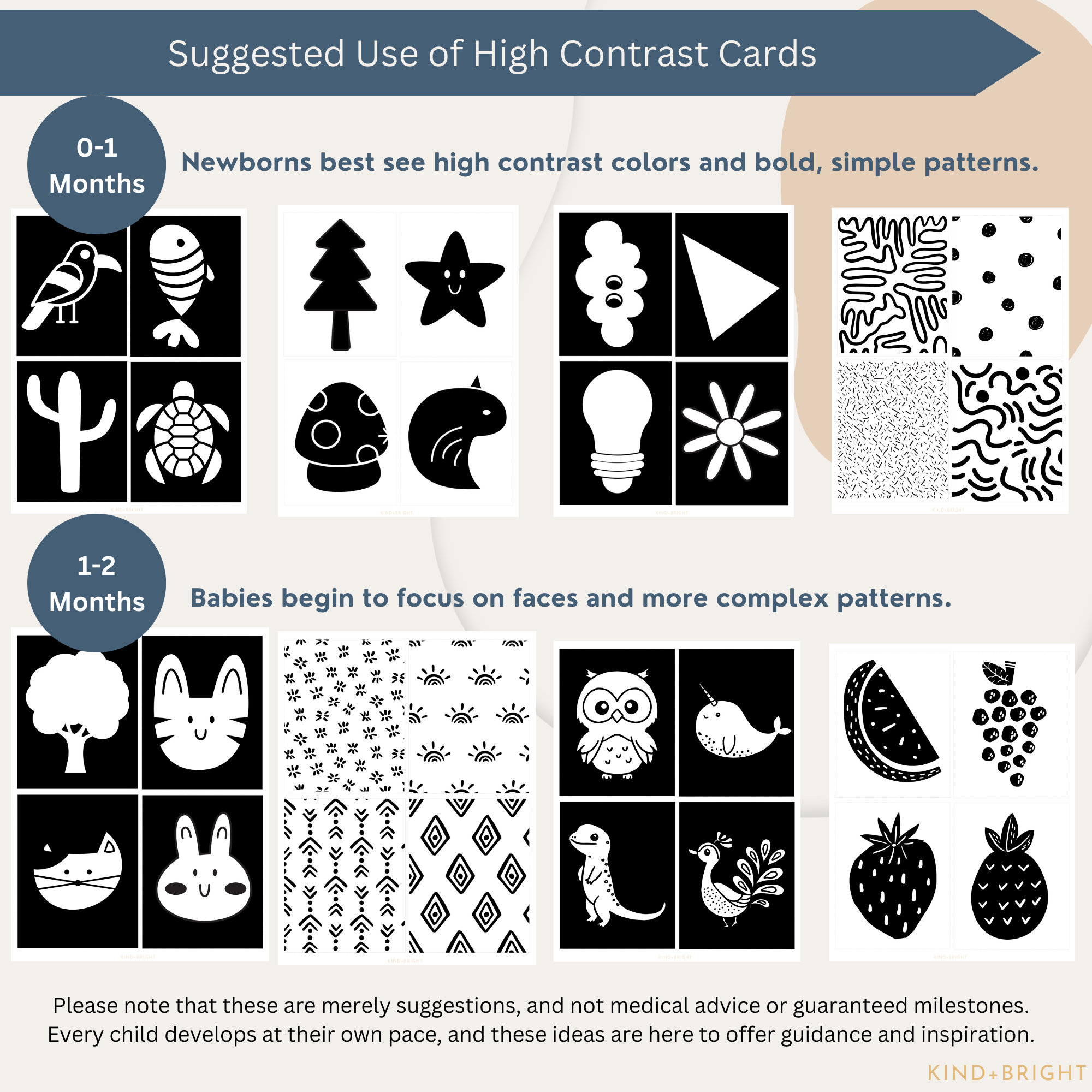 High Contrast Cards for Newborns - Black and White Baby Cards - 84 ...