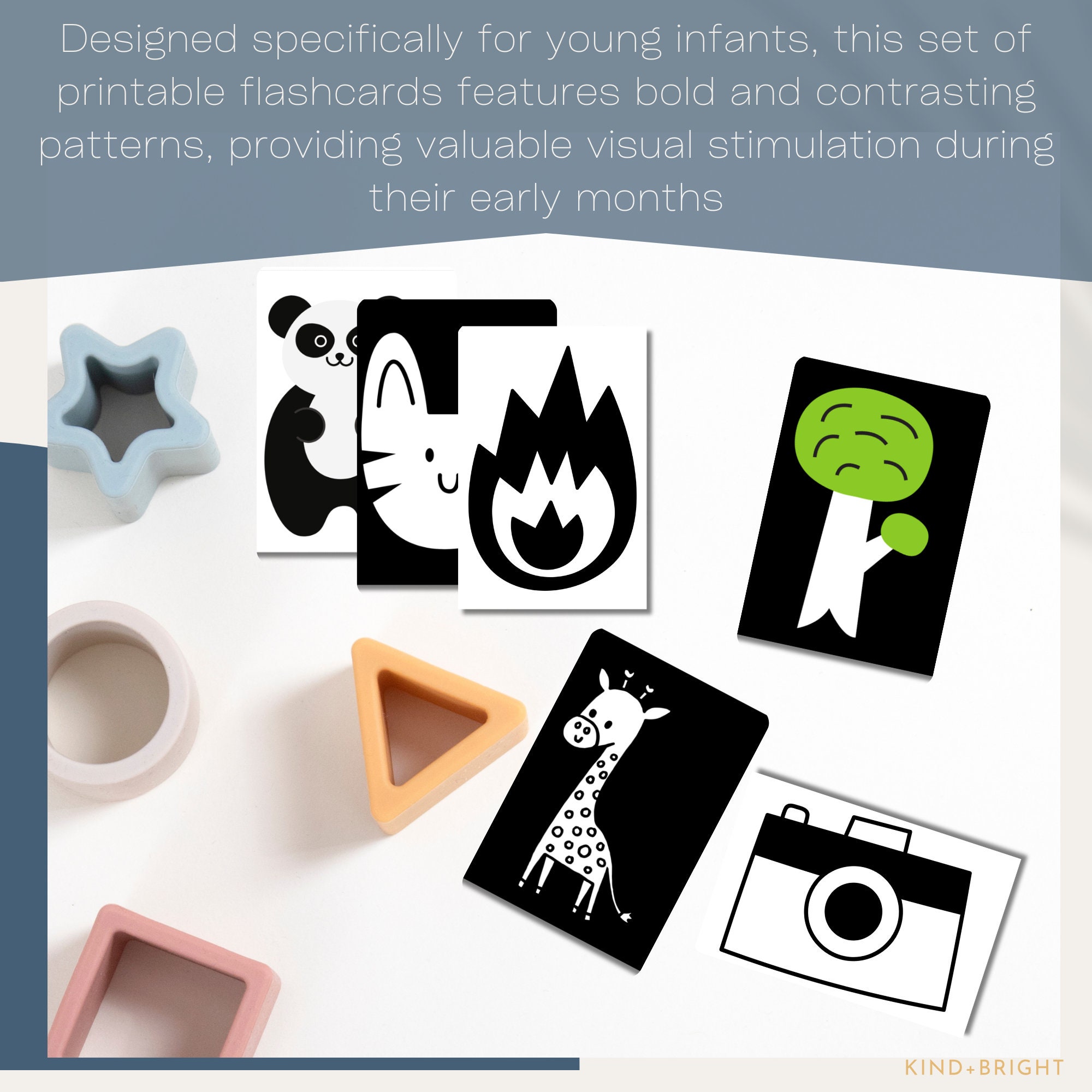 High Contrast Cards for Newborns - Black and White Baby Cards - 84 ...